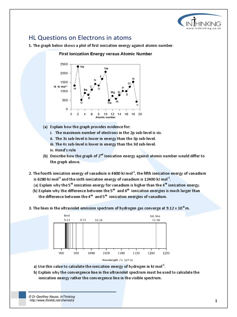 Electrons in Atoms Questions | PDF | Science & Mathematics
