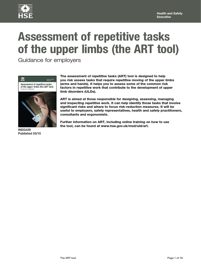 Assessment of Repetitive Tasks of The Upper Limbs (The ART Tool) | PDF ...