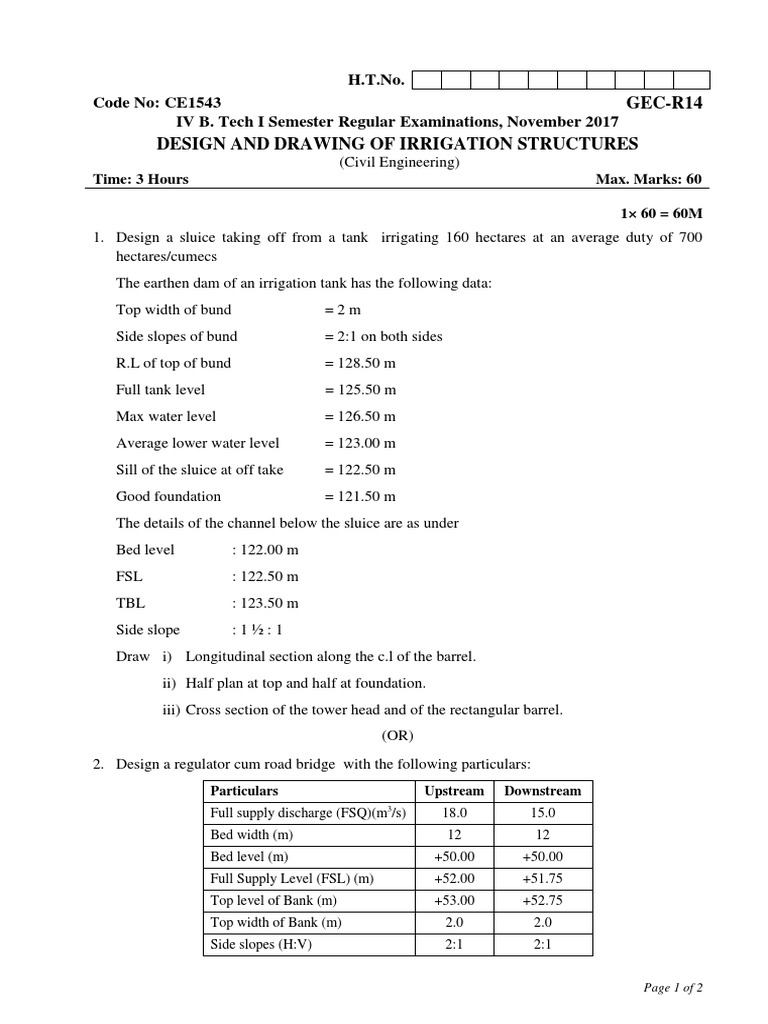Design and Drawing of Irrigation Structures | PDF | Civil Engineering ...