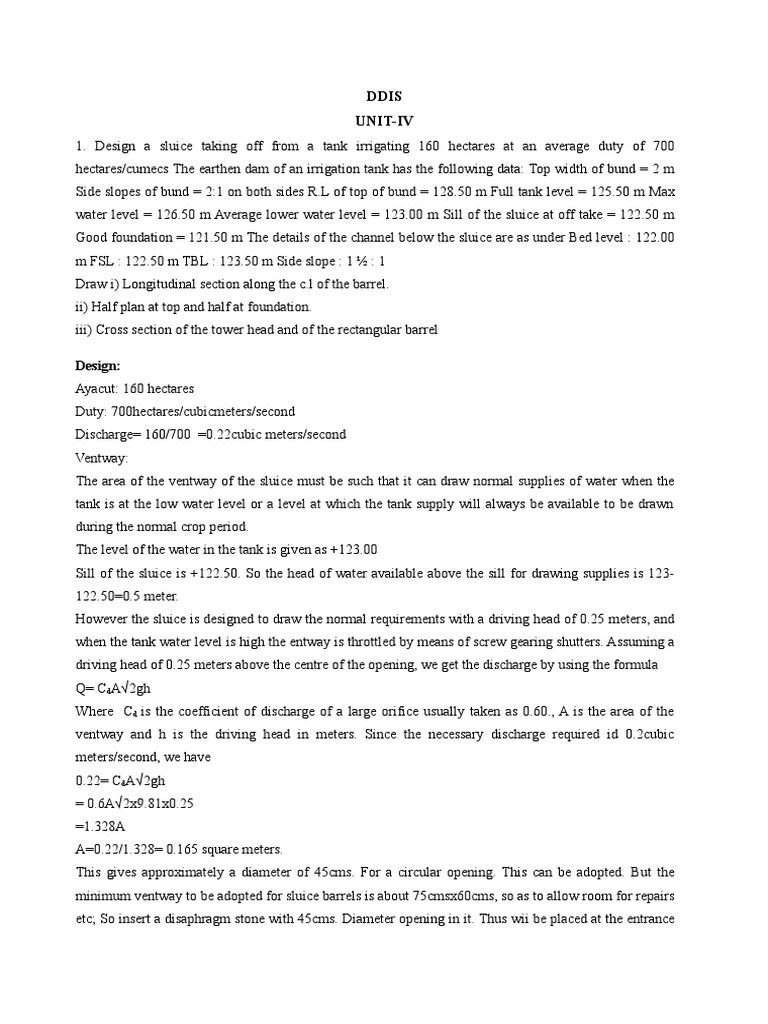 Tank Sluice | PDF | Concrete | Civil Engineering