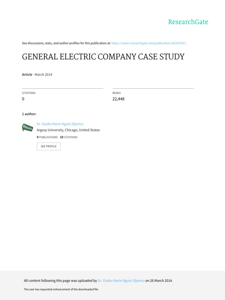 General Electric Company Case Study: March 2014 | PDF | General ...