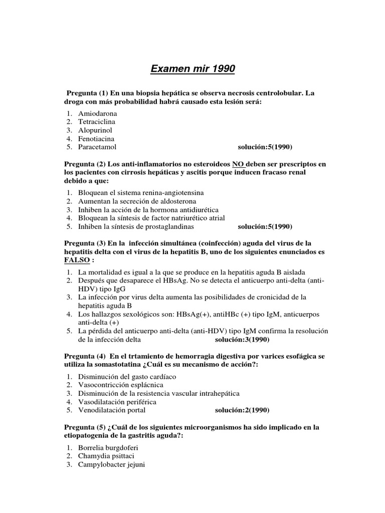 Examen MIR 1990: Preguntas y Respuestas | PDF | Lupus eritematoso ...