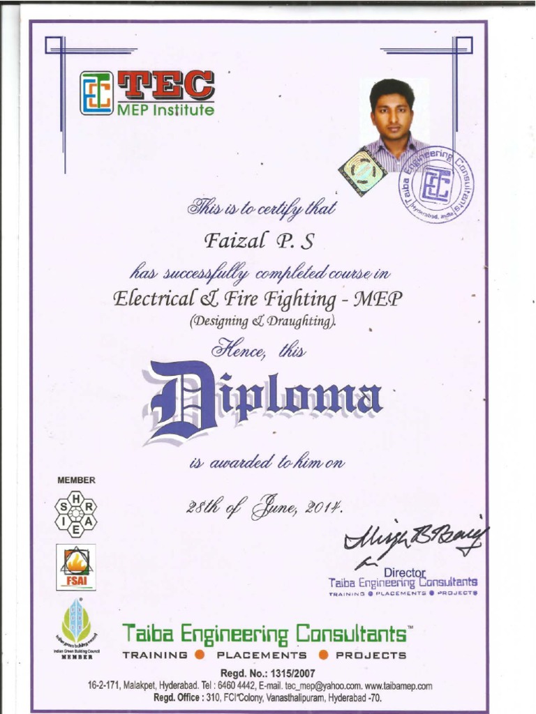 MEP - Diploma Certificate PDF | PDF