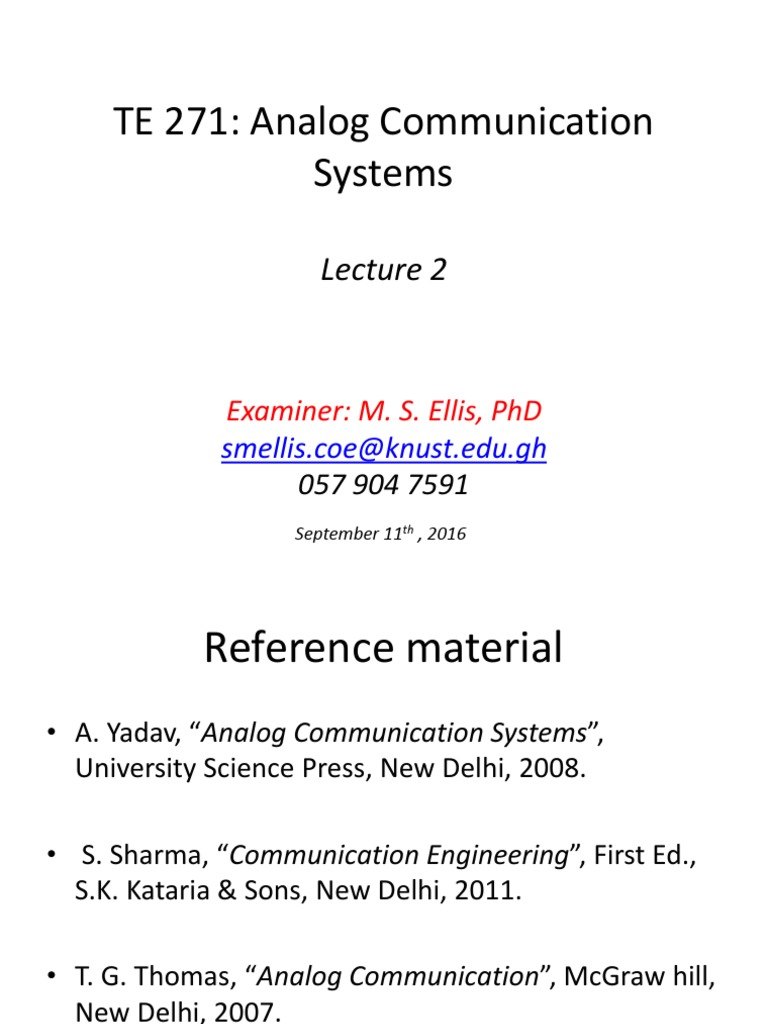 Te 271 Analog Comm Lecture 2 | PDF | Modulation | Multiplexing