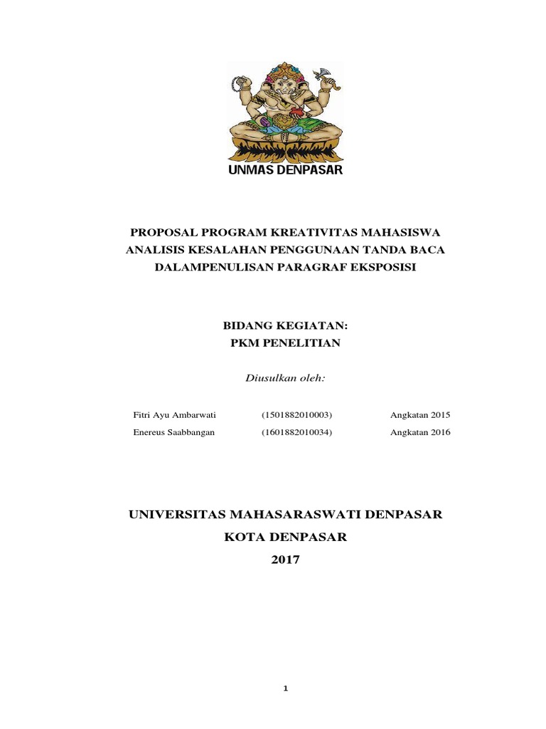 Proposal Unmas Denpasar-1 | PDF