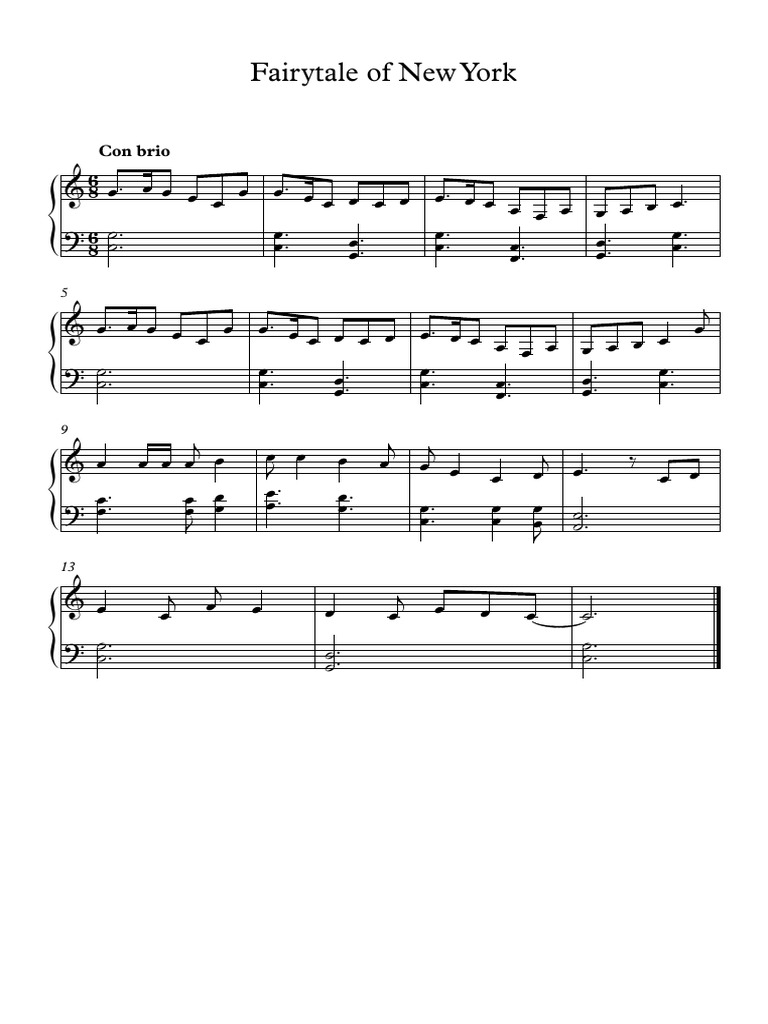 Fairytale of New York - EASY PIANO - Full Score | PDF