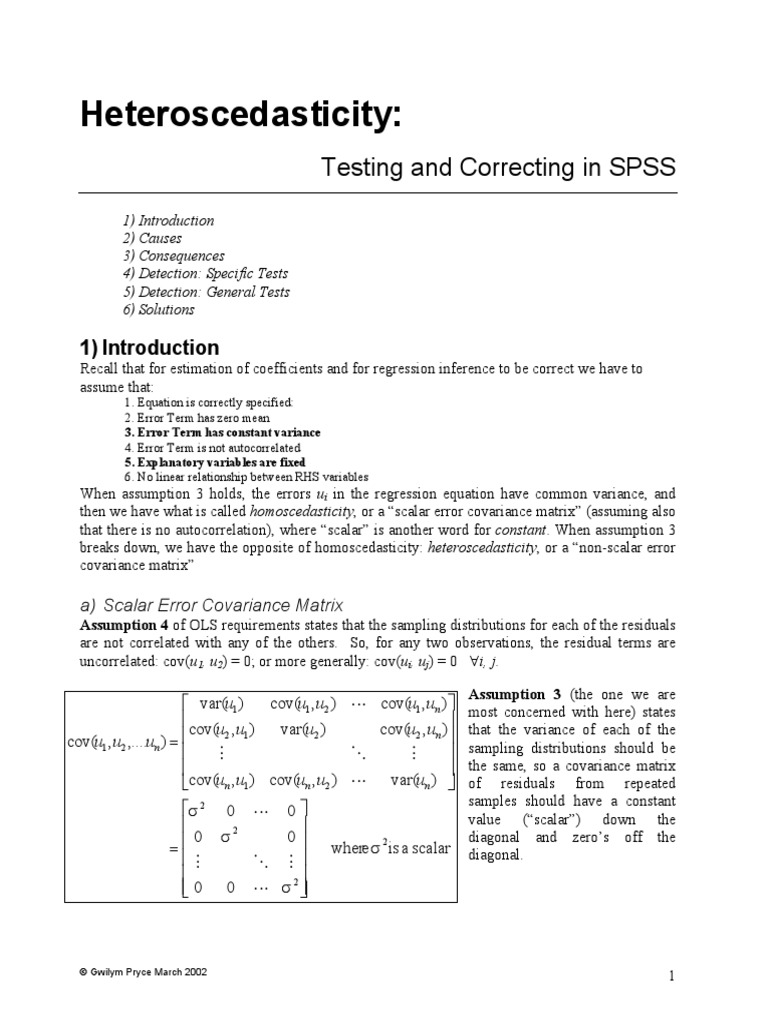 Heteroscedasticity:: Testing and Correcting in SPSS | PDF ...