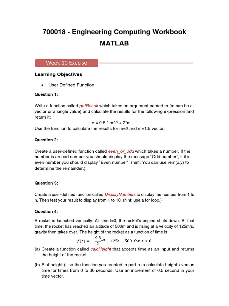 MATLAB User-Defined Functions Guide | PDF | Fahrenheit | Physical ...