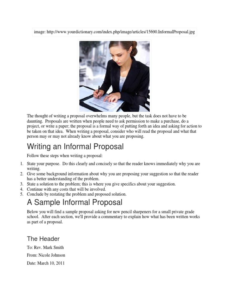 Writing An Informal Proposal: The Header | PDF | Grant Writing ...