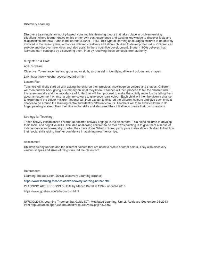Discovery Learning | PDF | Learning Theory (Education) | Lesson Plan