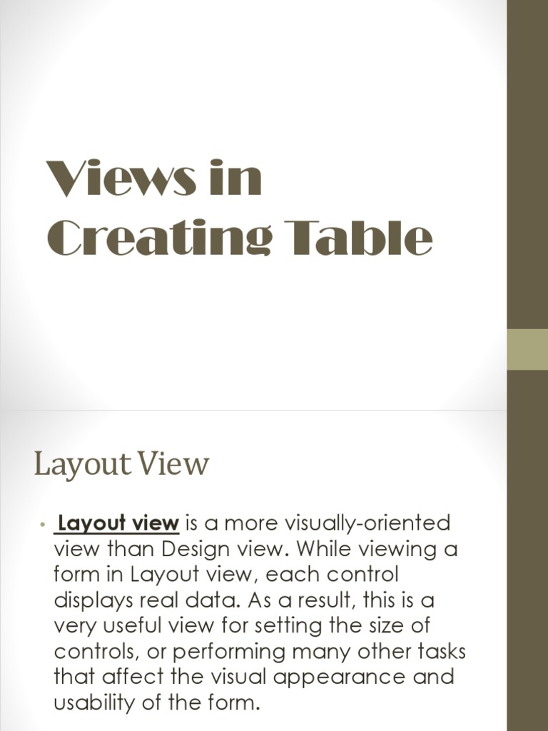 Views in Creating Table | PDF