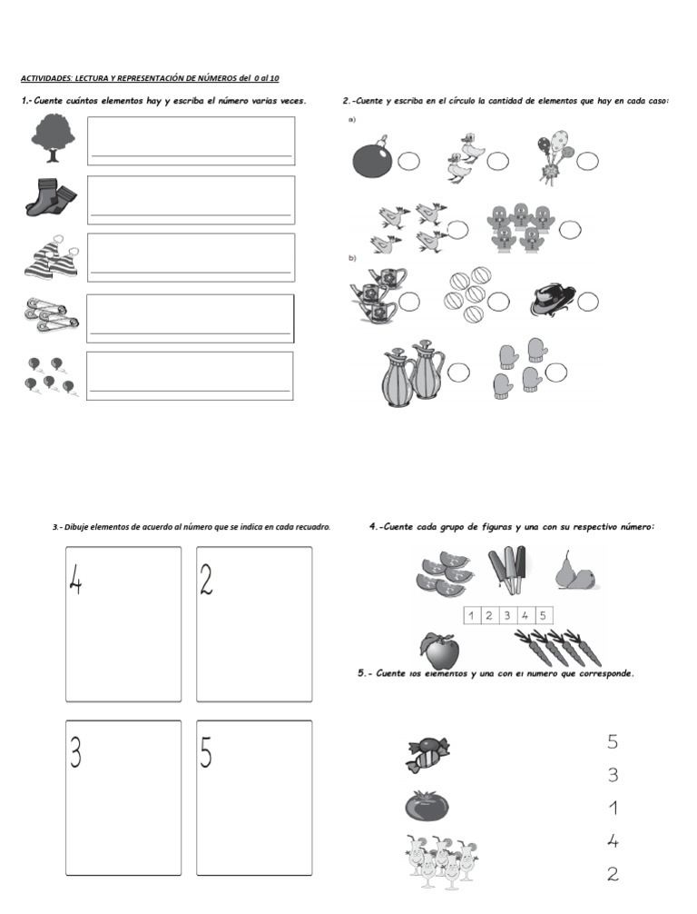 Actividades de Conteo del 0 al 10 | PDF | Estudios de idiomas extranjeros