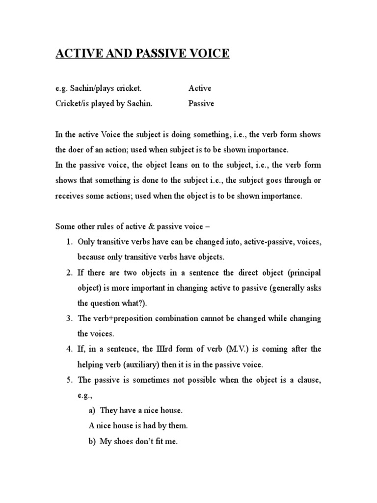 Active and Passive Voice | PDF | Verb | Subject (Grammar)