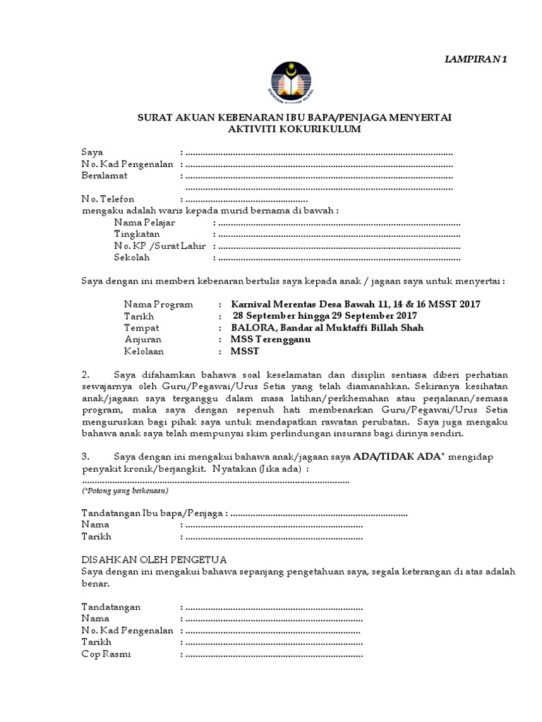 Surat Kebenaran KPM Merentas Desa Dungun | PDF