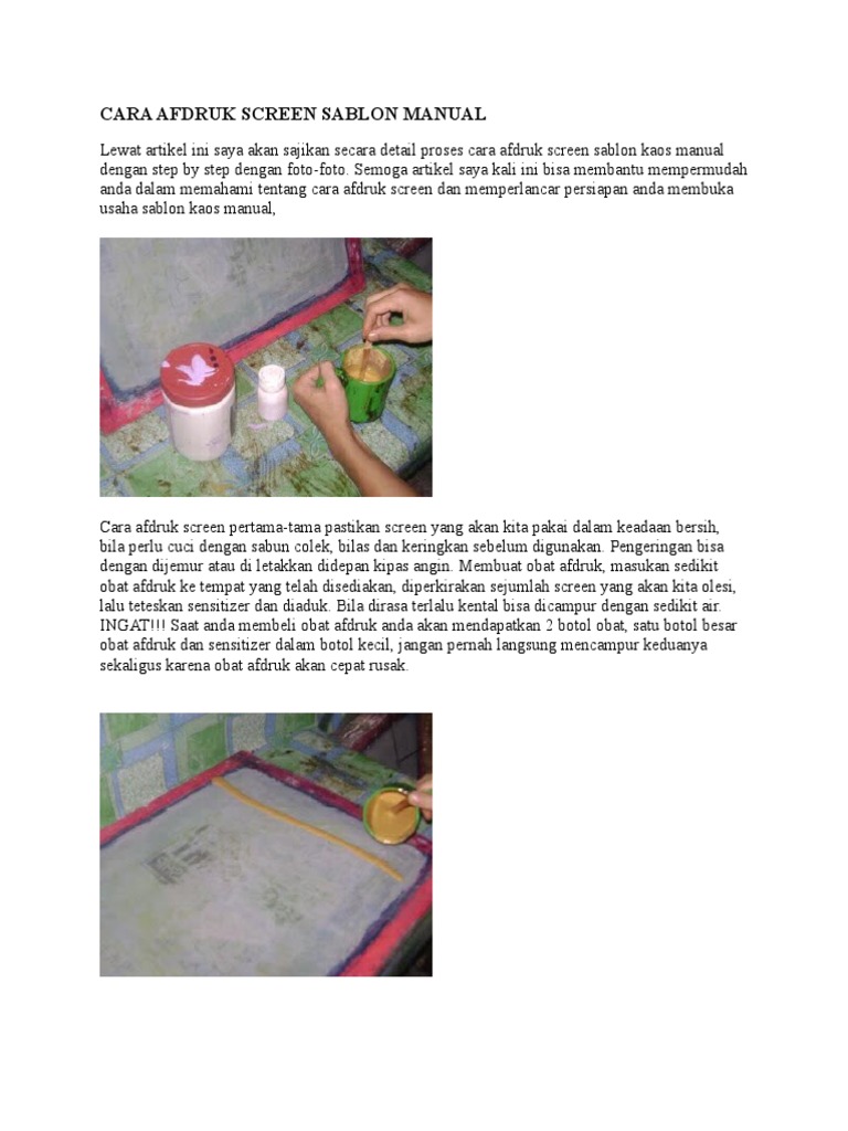 Cara Afdruk Screen Sablon Manual | PDF