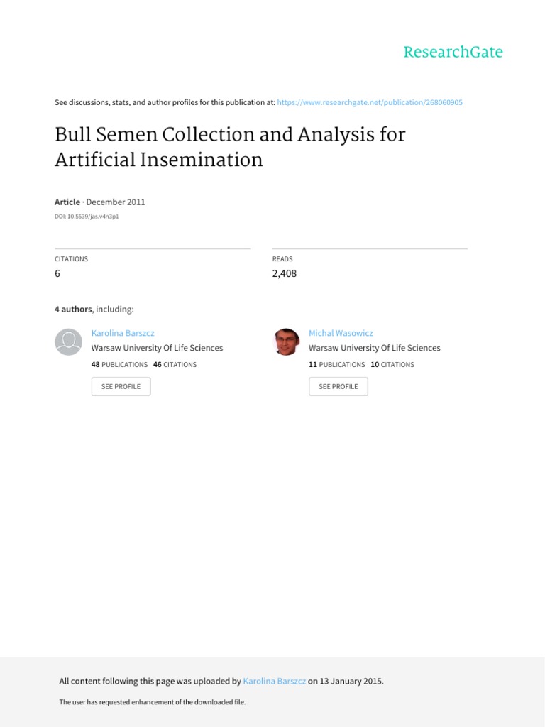 Bull Semen Collection and Analysis For Artificial | PDF | Sex Organ | Semen
