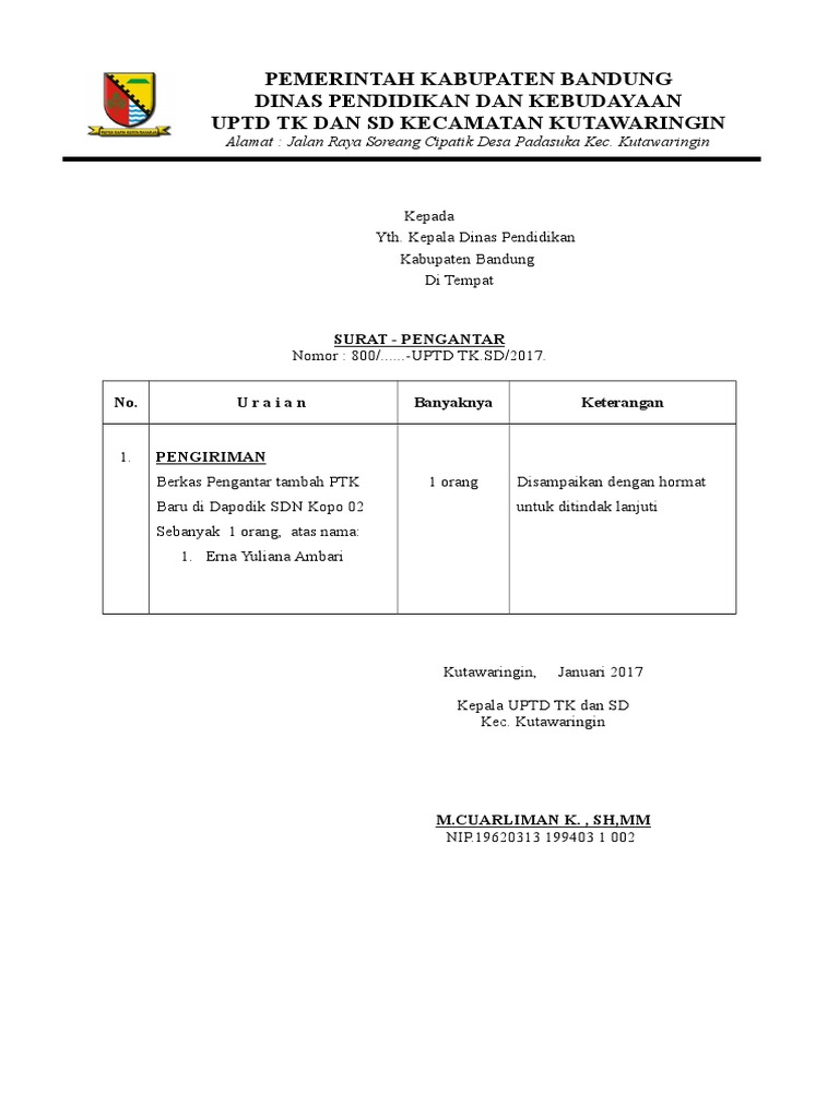 Surat Pengantar Dari Uptd | PDF