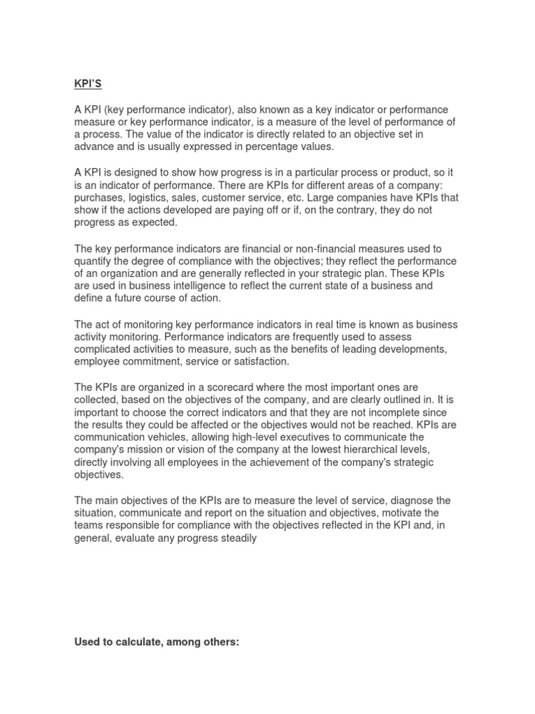 Kpi and Sla | Download Free PDF | Performance Indicator | Service Level ...