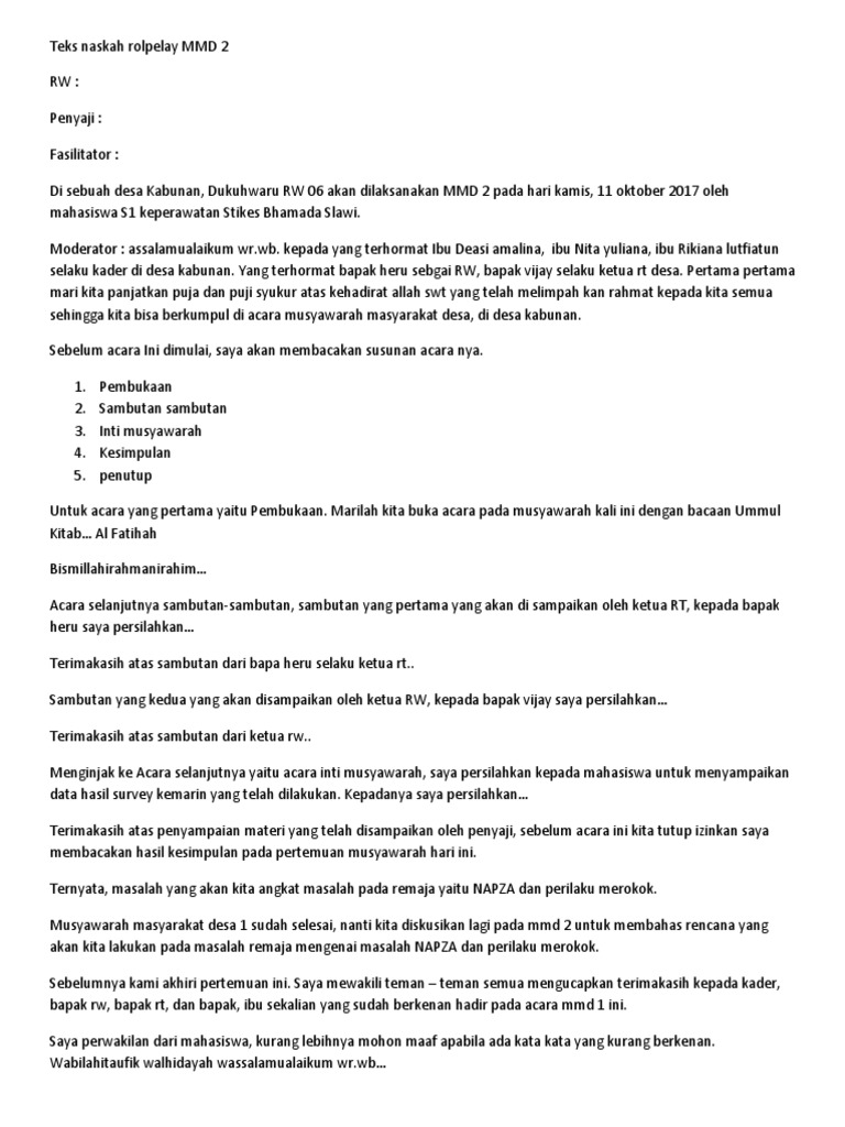 Teks Naskah Rolpelay MMD 2 | PDF