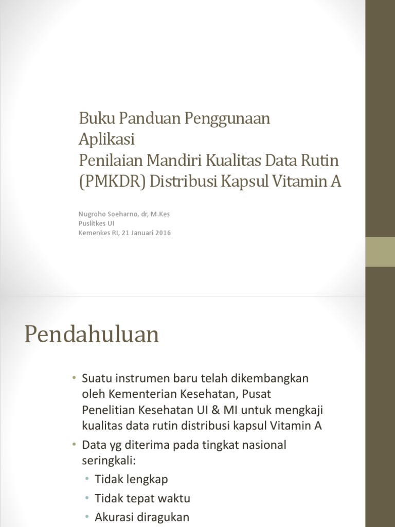 Aplikasi PMKDR VitA - 1 | PDF