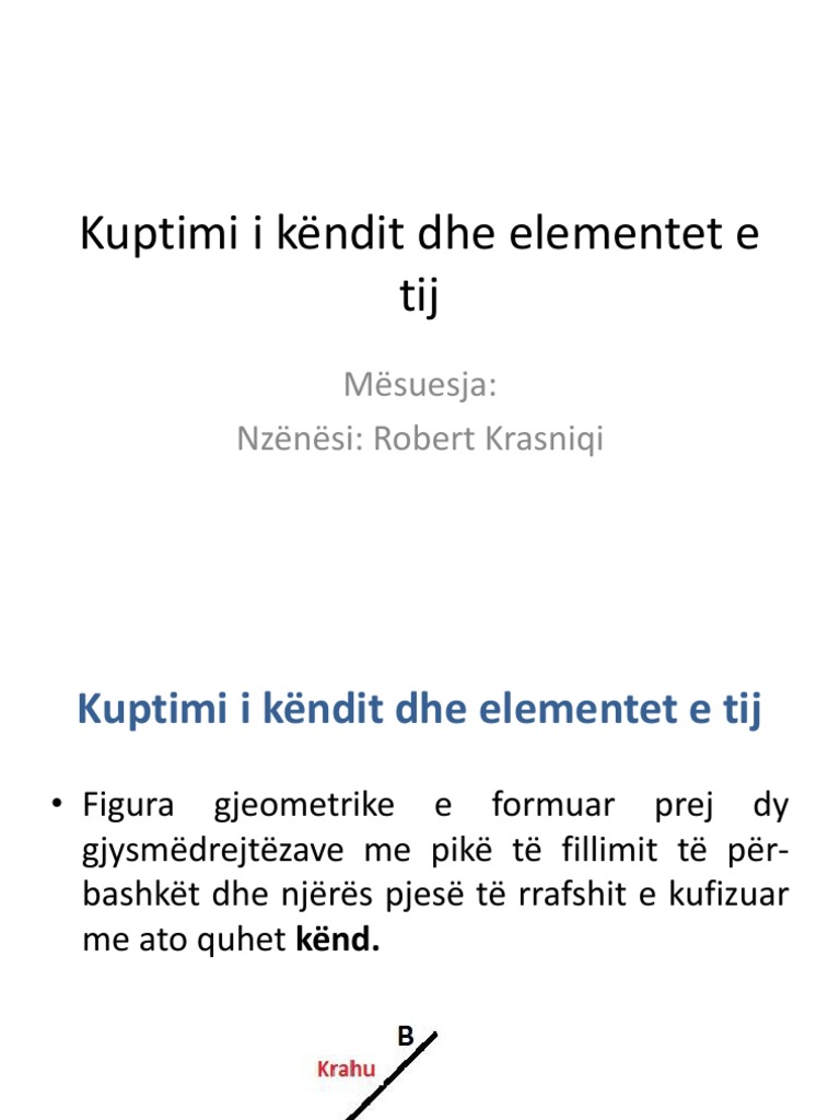 Kuptimi i Këndit Dhe Elemntet e Tij | PDF