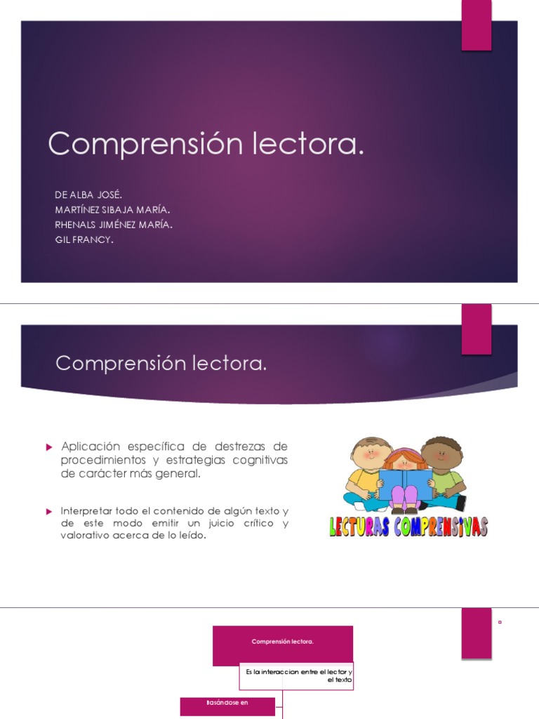 La Comprensión Lectora - Diapositivas | PDF | Comprensión lectora ...