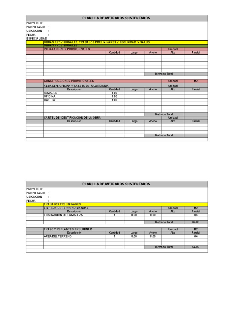 Planilla Metrados A.confinada-Modelo | PDF | Ingeniero civil | Diseño ambiental