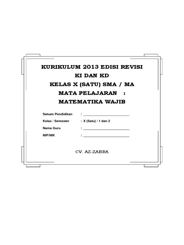 Kikd Matematika Wajib Sma, SMK | PDF