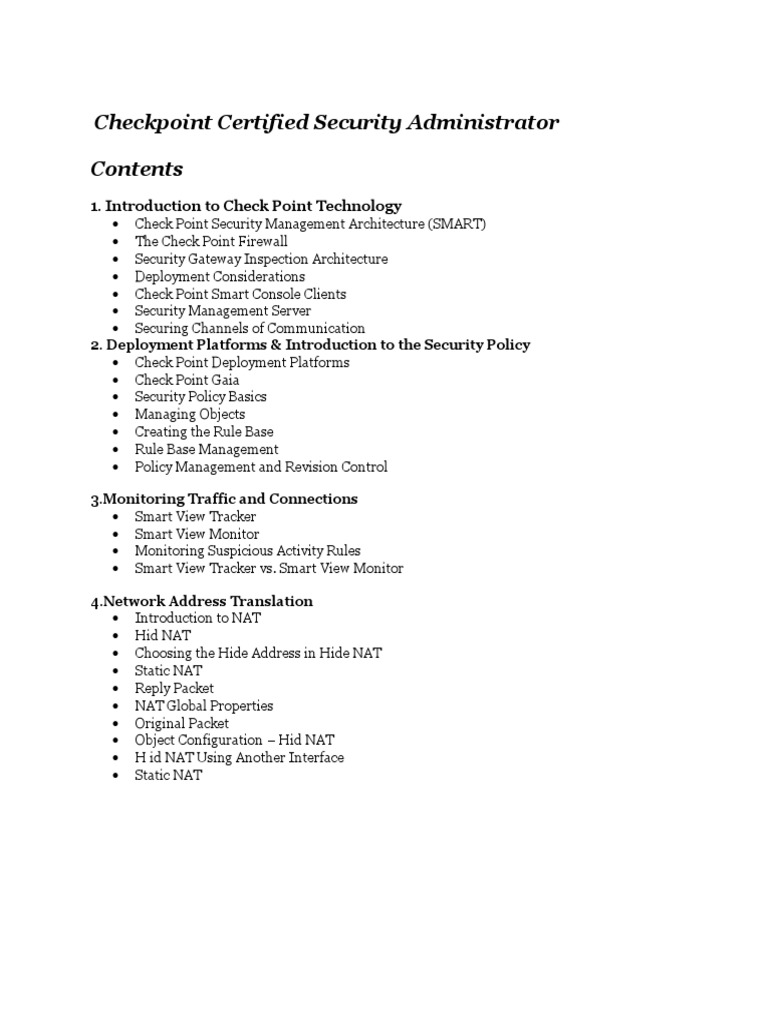 Checkpoint Certified Security Administrator: 1. Introduction To Check ...