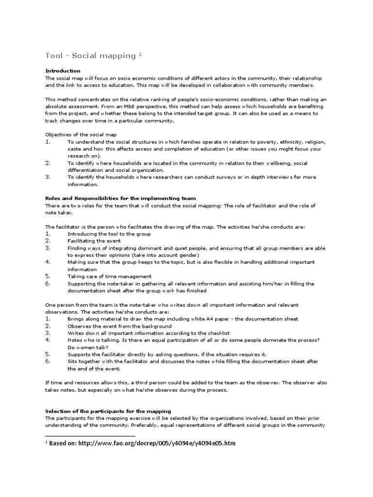 Appendix Social Mapping Tool | PDF | Community | Social Group
