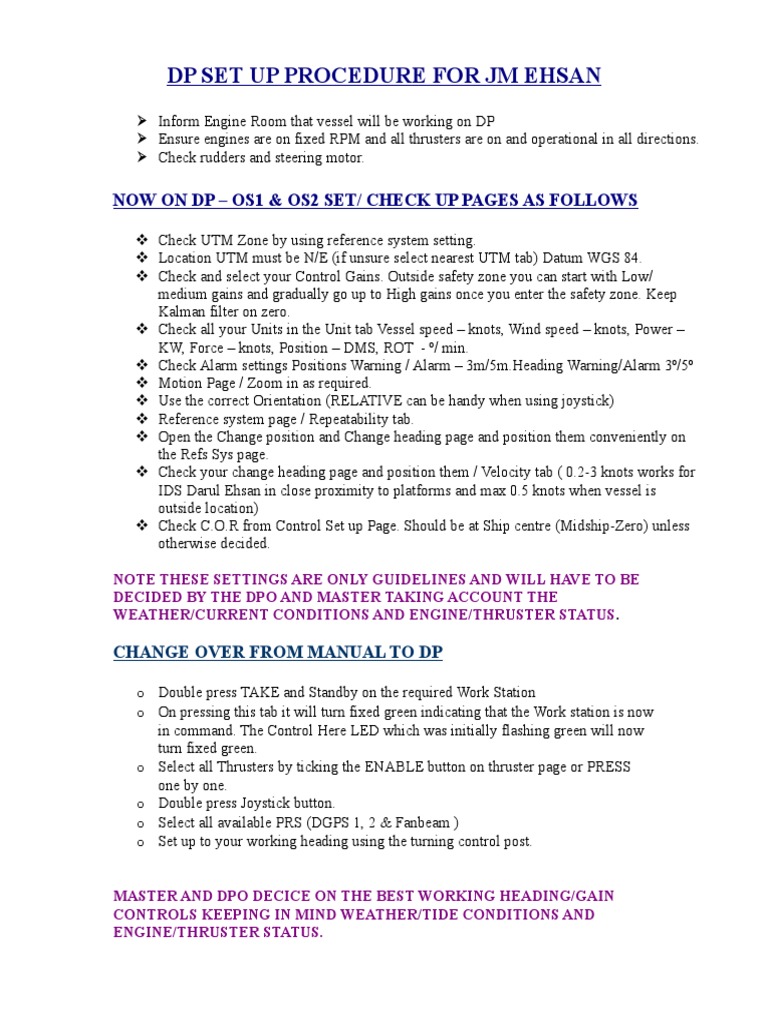 DP Set Up Procedure | PDF | Spacecraft Propulsion | Aerospace Engineering