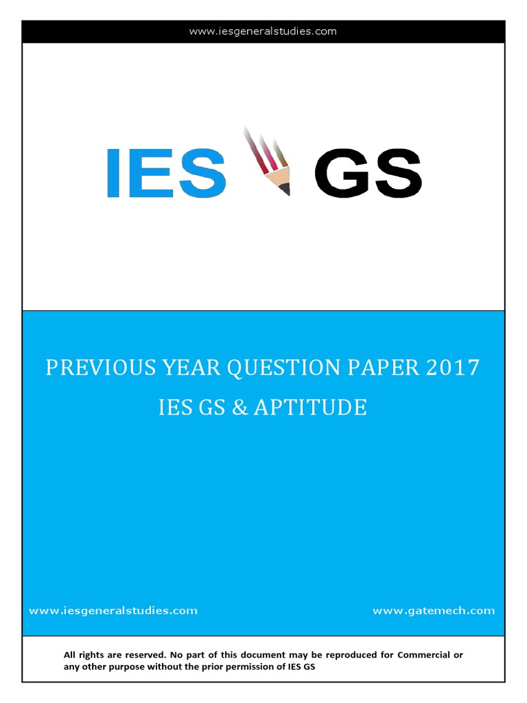 IES GS Aptitude Question Paper 2017 | PDF | Strength Of Materials | Circle
