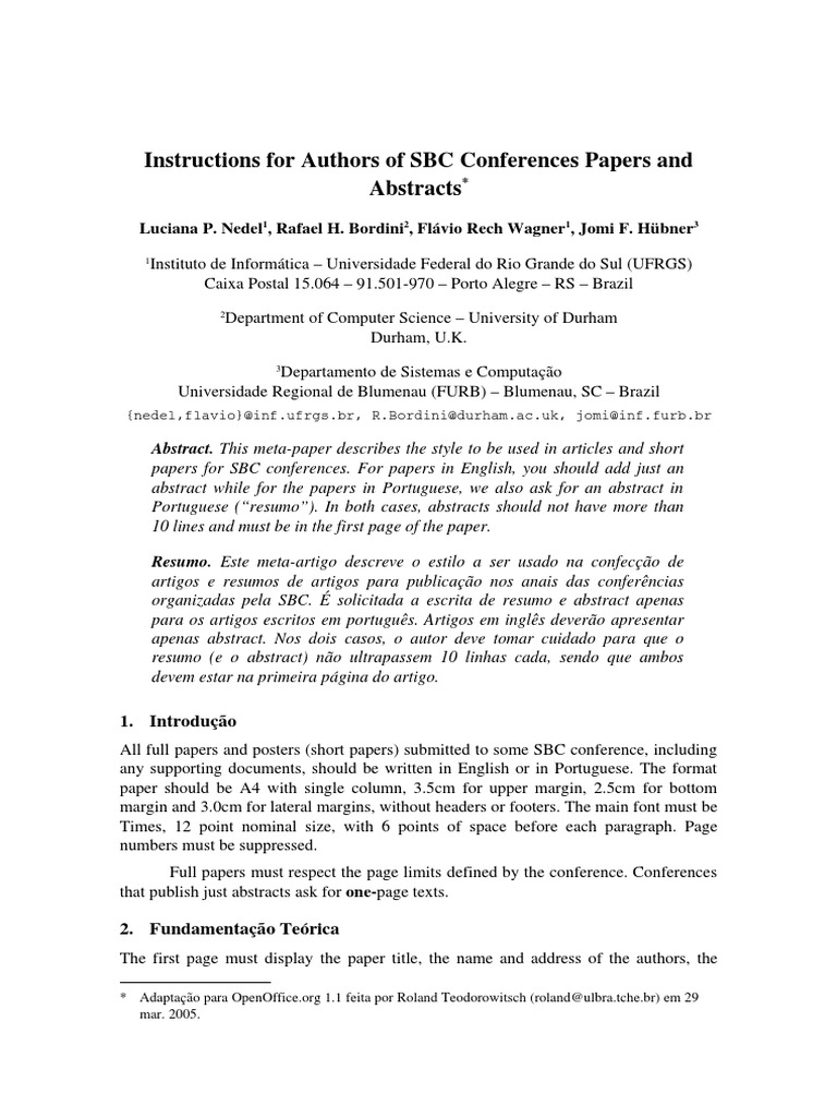 SBC Template | PDF | Parágrafo | Design de comunicação