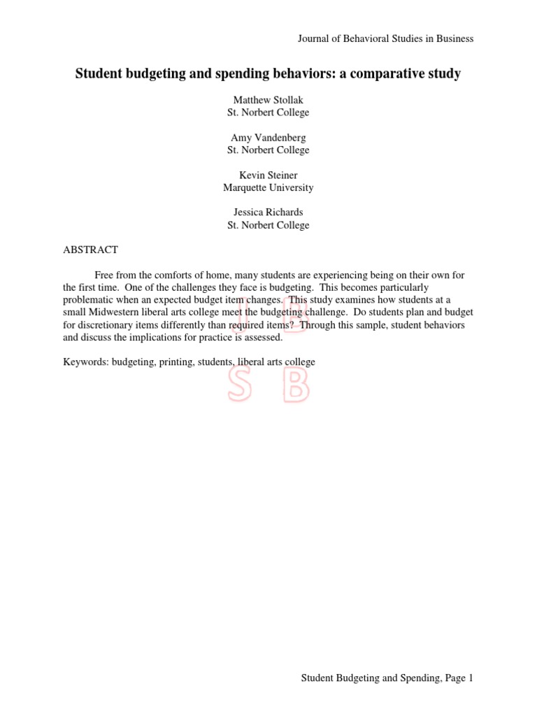 Student Budgeting and Spending Behaviors PDF | PDF | Debt | Credit Card