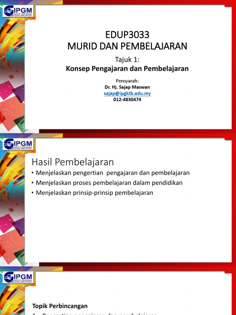 Tajuk 1 Konsep Pengajaran Dan Pembelajaran | PDF | Karier ...