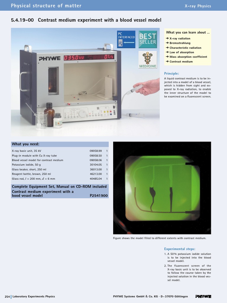 Contrast Medium Experiment With A Blood Vessel Model | PDF ...