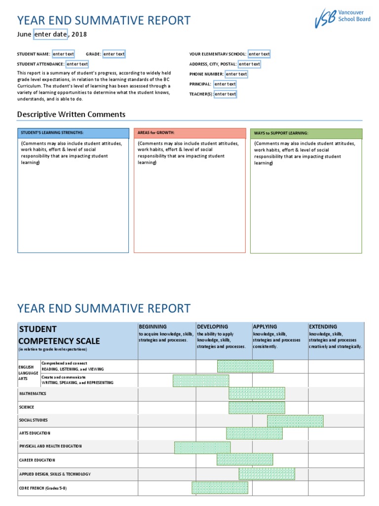 Year-End Student Progress Report | PDF | Curriculum | Students