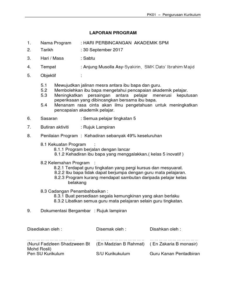 Laporan Program Akademik SPM | PDF