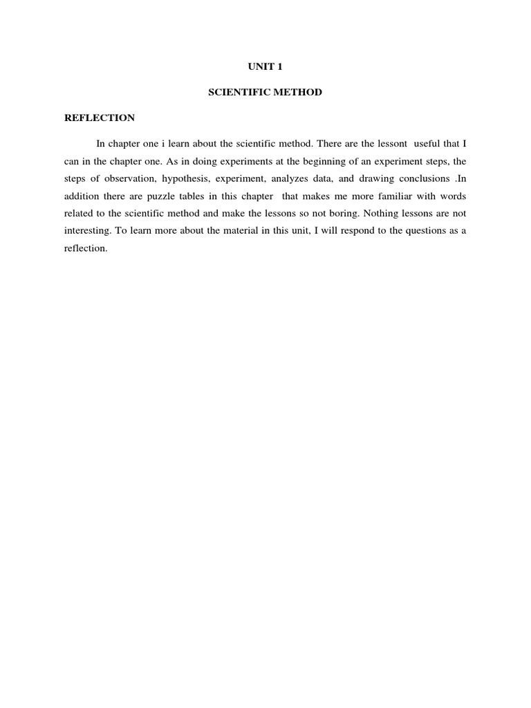 Unit 1 Scientific Method Reflection | PDF