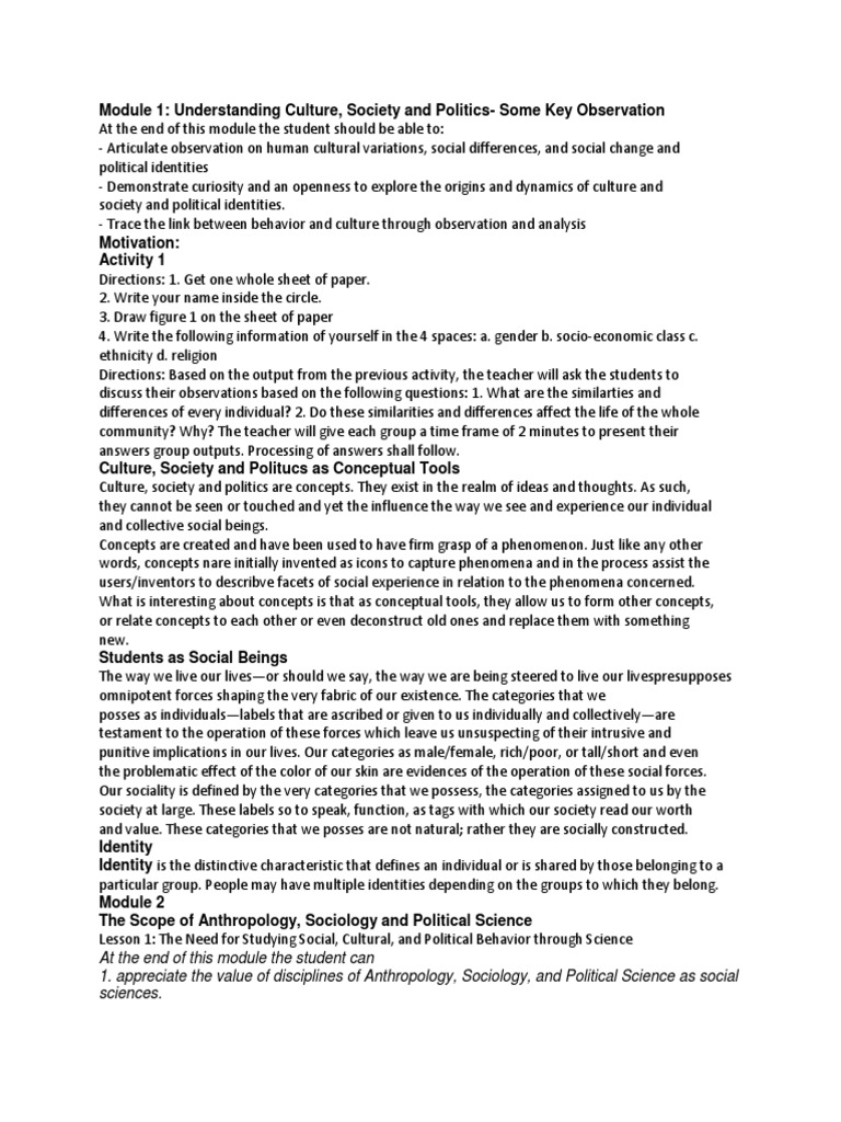 Module 1 UCSP | PDF | Sociology | Science