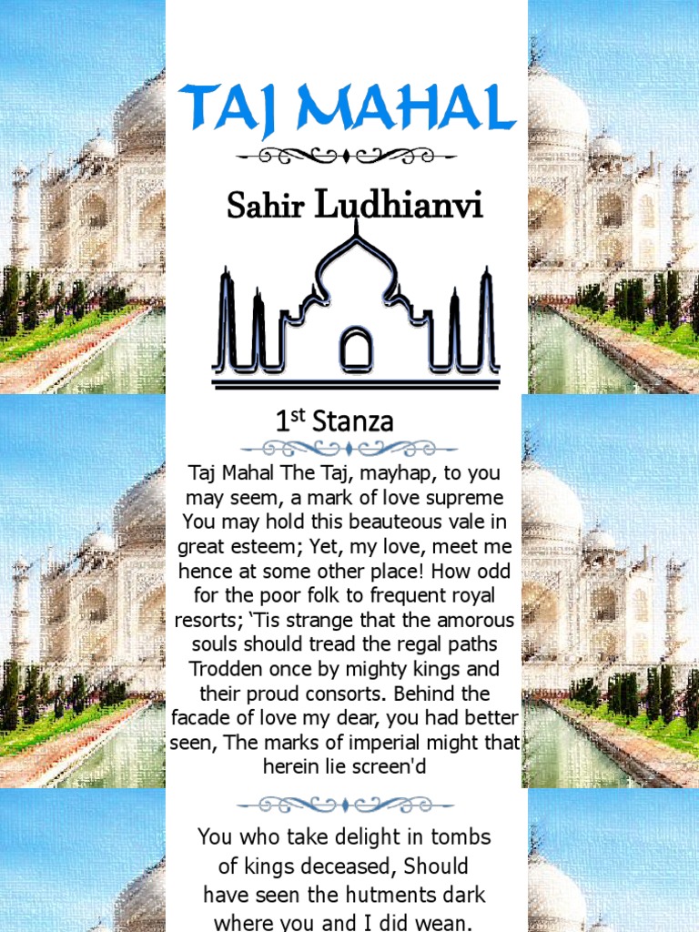 Taj Mahal Poem Analysis | PDF | Poetry
