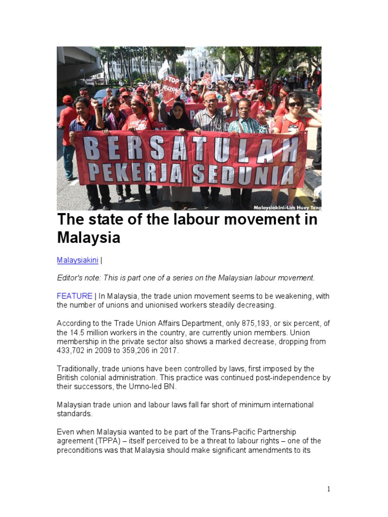 The Labour Movement in Malaysia and Labour Issues - Charles Hector ...