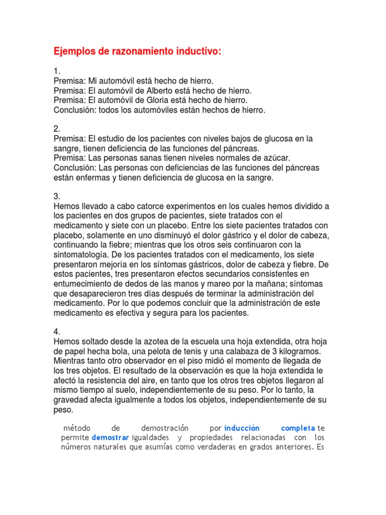 Ejemplos de Razonamiento Inductivo | PDF | Placebo | Razón