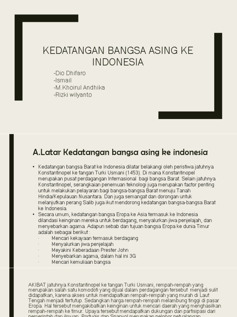 Kedatangan Bangsa Asing Ke Indonesia | PDF