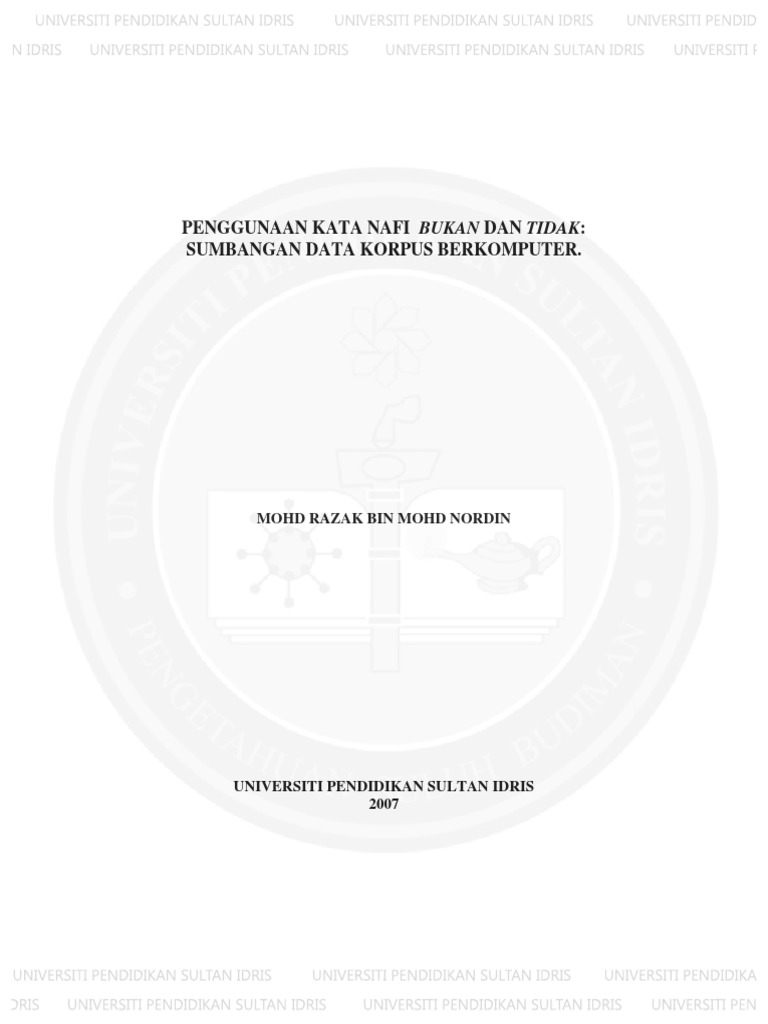 Penggunaan Kata Nafi Bukan Dan Tidak - Sumbangan Data Korpus ...