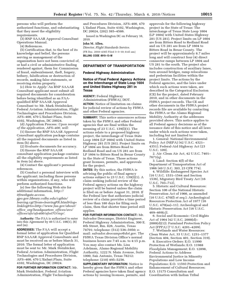 Federal Register Notice | PDF | Federal Aviation Administration ...