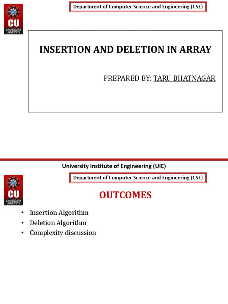 Insertion And Deletion In Arrays Pdf Array Data Structure Areas Of Computer Science