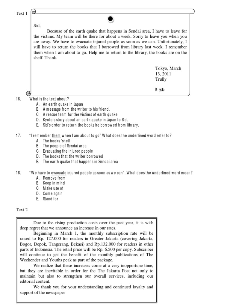 Soal Un Bhs Inggris Tipe D | PDF | Gelatin | Fukushima Daiichi Nuclear ... Soal Un Bhs Inggris Tipe D | PDF | Gelatin | Fukushima Daiichi Nuclear ...