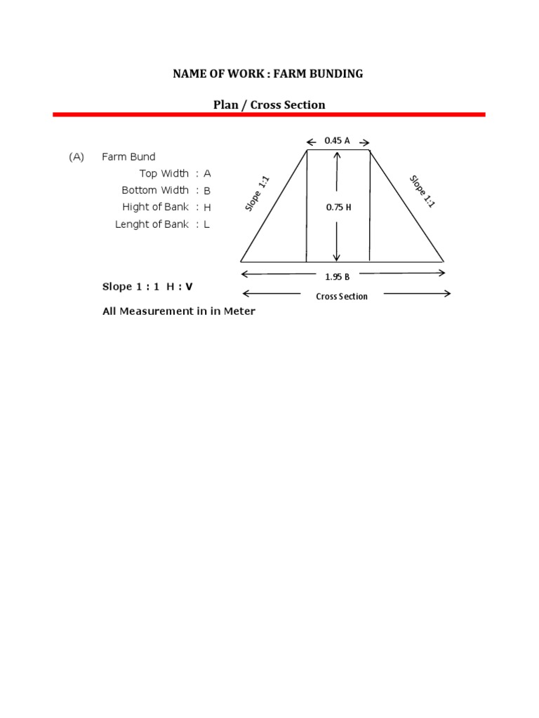 Name of Work: Farm Bunding Plan / Cross Section: (A) Farm Bund 0.45 A | PDF