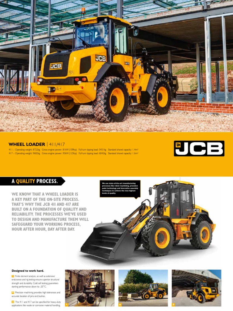 JCB 411 Wheel Loader - Brochure | PDF | Loader (Equipment) | Transmission (Mechanics)